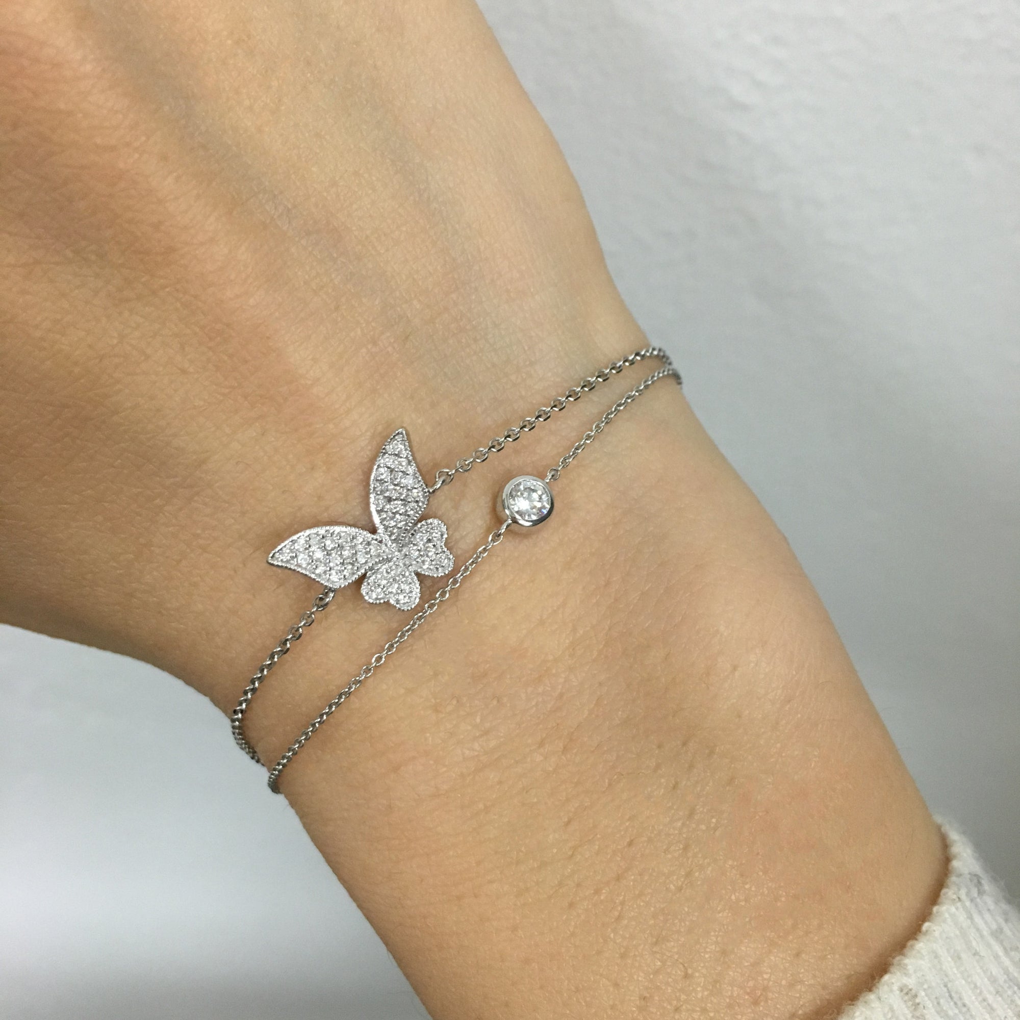 Diamond Butterfly Bracelet White Gold J. LUU